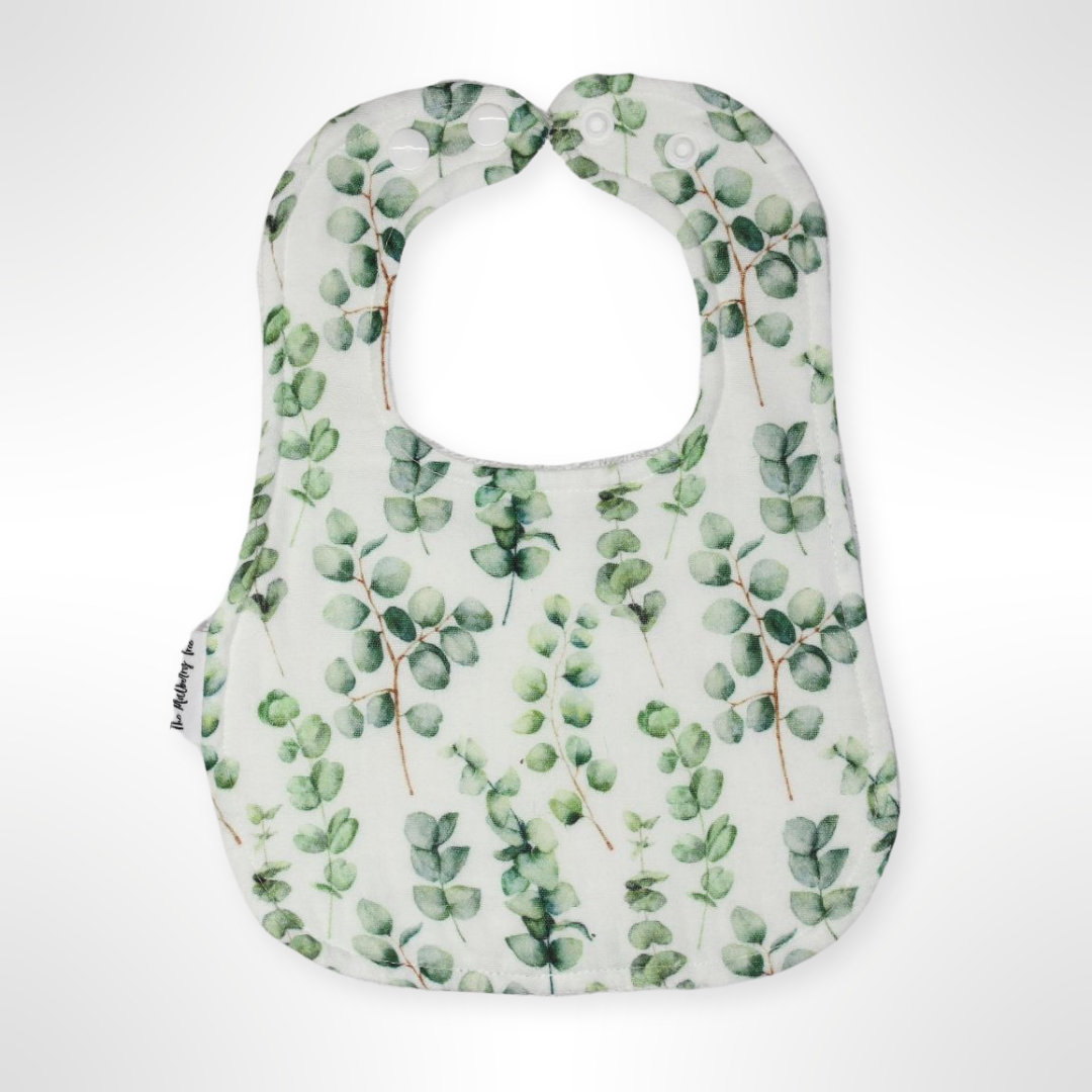 Feeding Bib | Eucalyptus | 100% Cotton Muslin | The Mulberry Tree